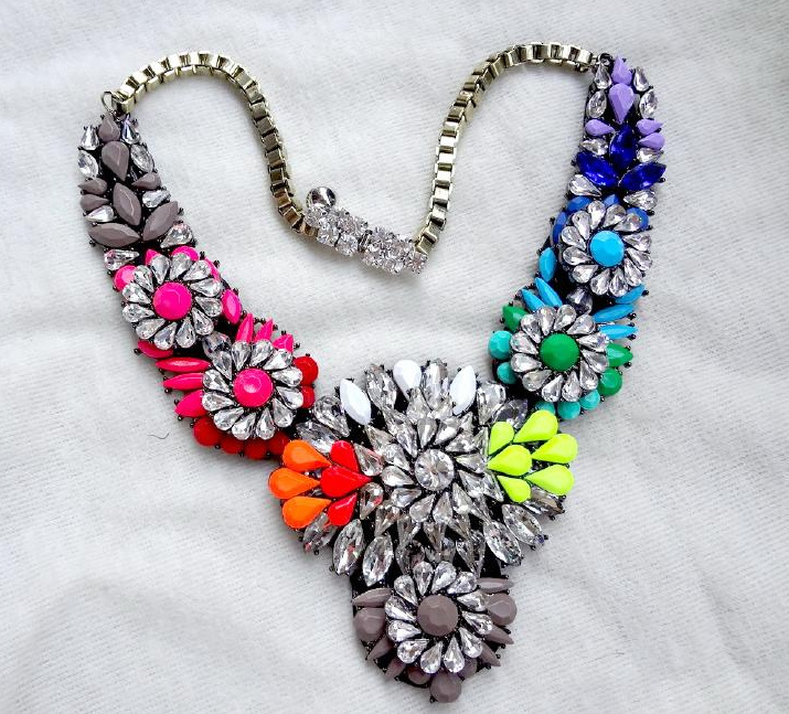 Colorful Floral Statement Necklace on Luulla